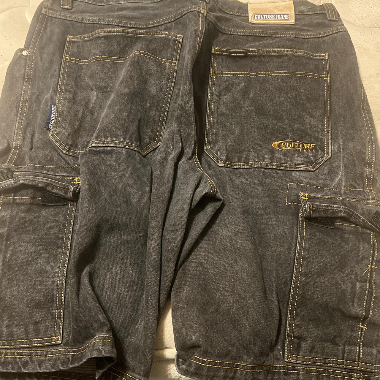 Black and yellow Culture jorts jeans #Y2K | Depop