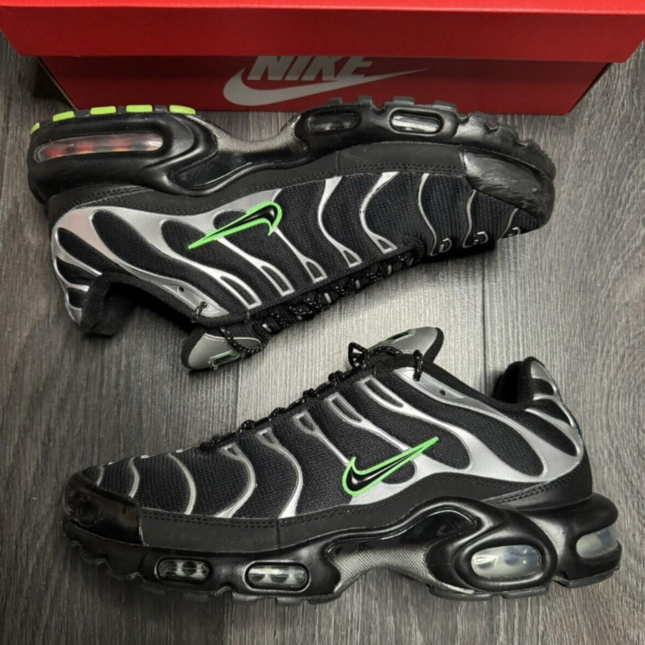Nike Air Max Plus TN Black Silver Green Strike UK... - Depop