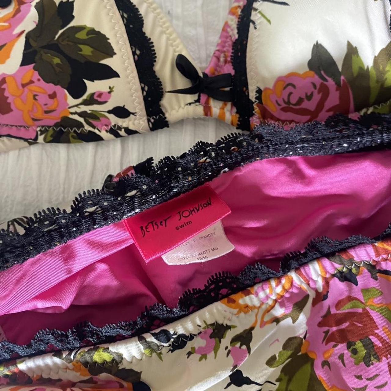 Betsey Johnson Womens Pink And Black Bikinis And Tankini Sets Depop