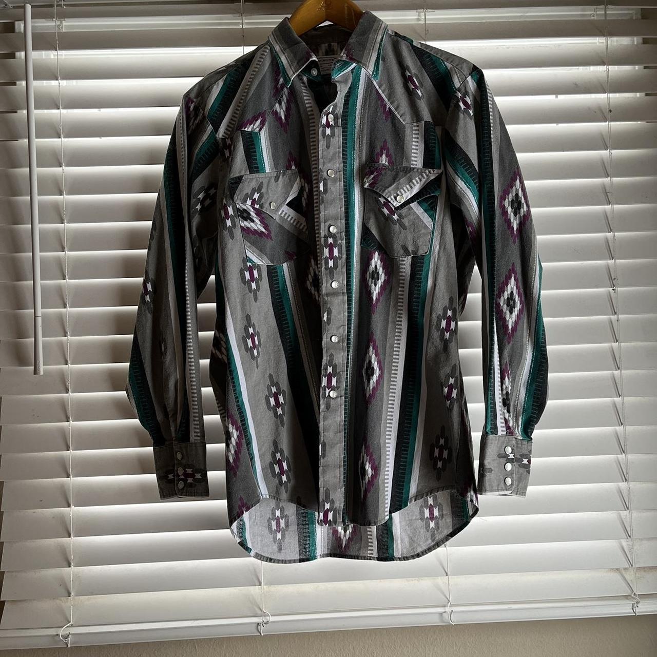 Vintage Pearl Snap 100% Cotton #western #vintage... - Depop