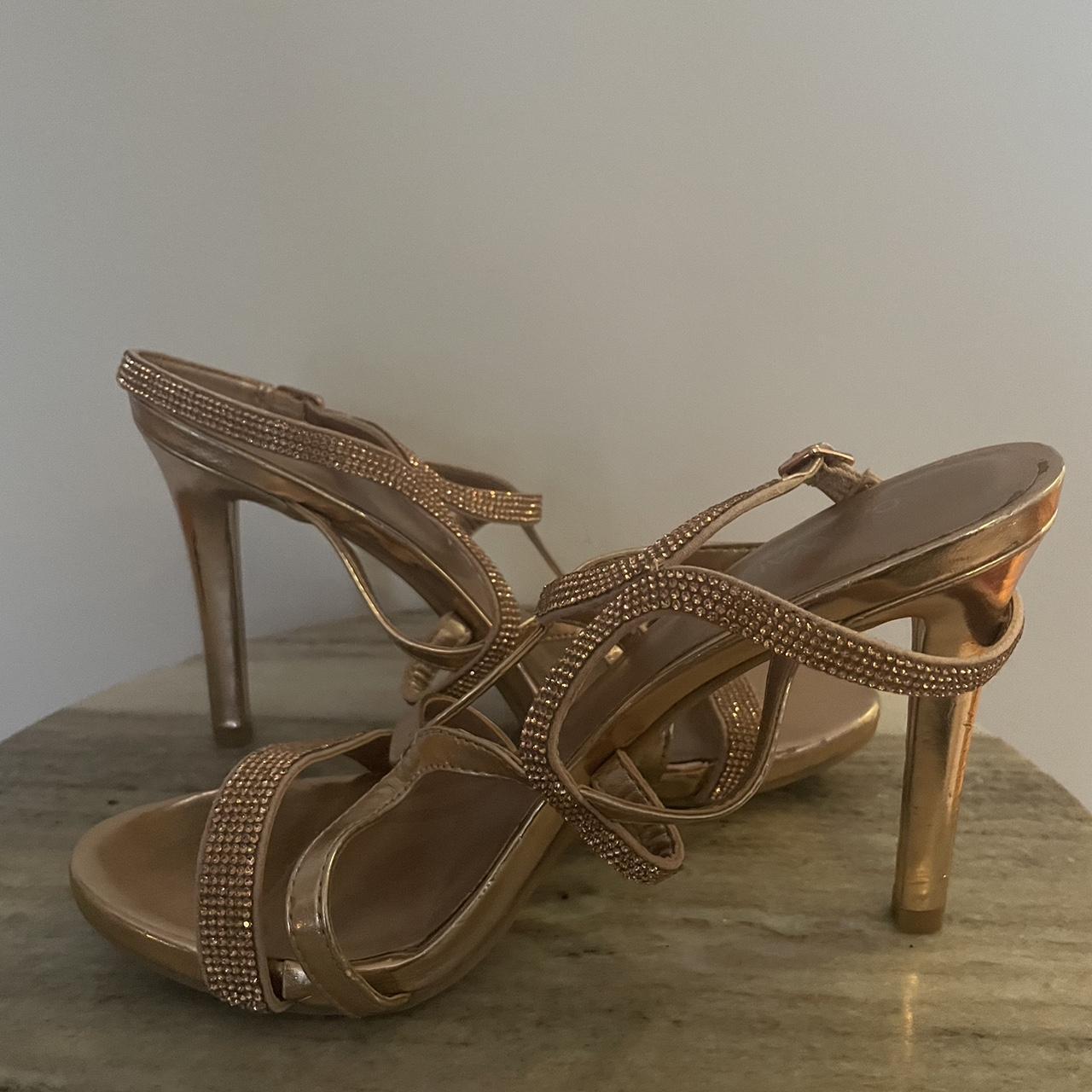 Catwalk heels with little scratches Gold stiletto... - Depop