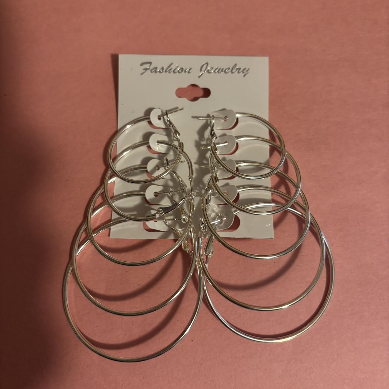 Silver hoop earrings 5 pairs #fashionjewellery... - Depop