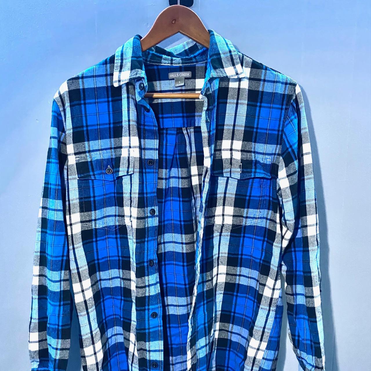 Bright Blue Falls Creek Flannel - Depop