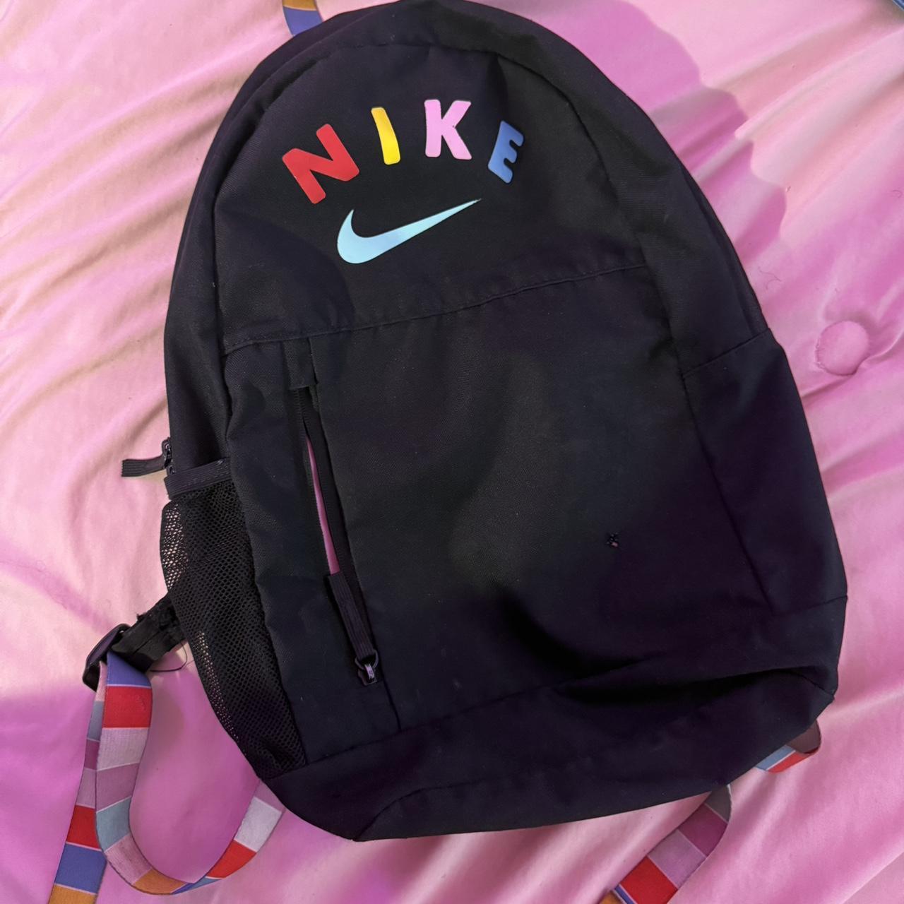 Nike black and multi-coloured backpack #backpack... | Depop