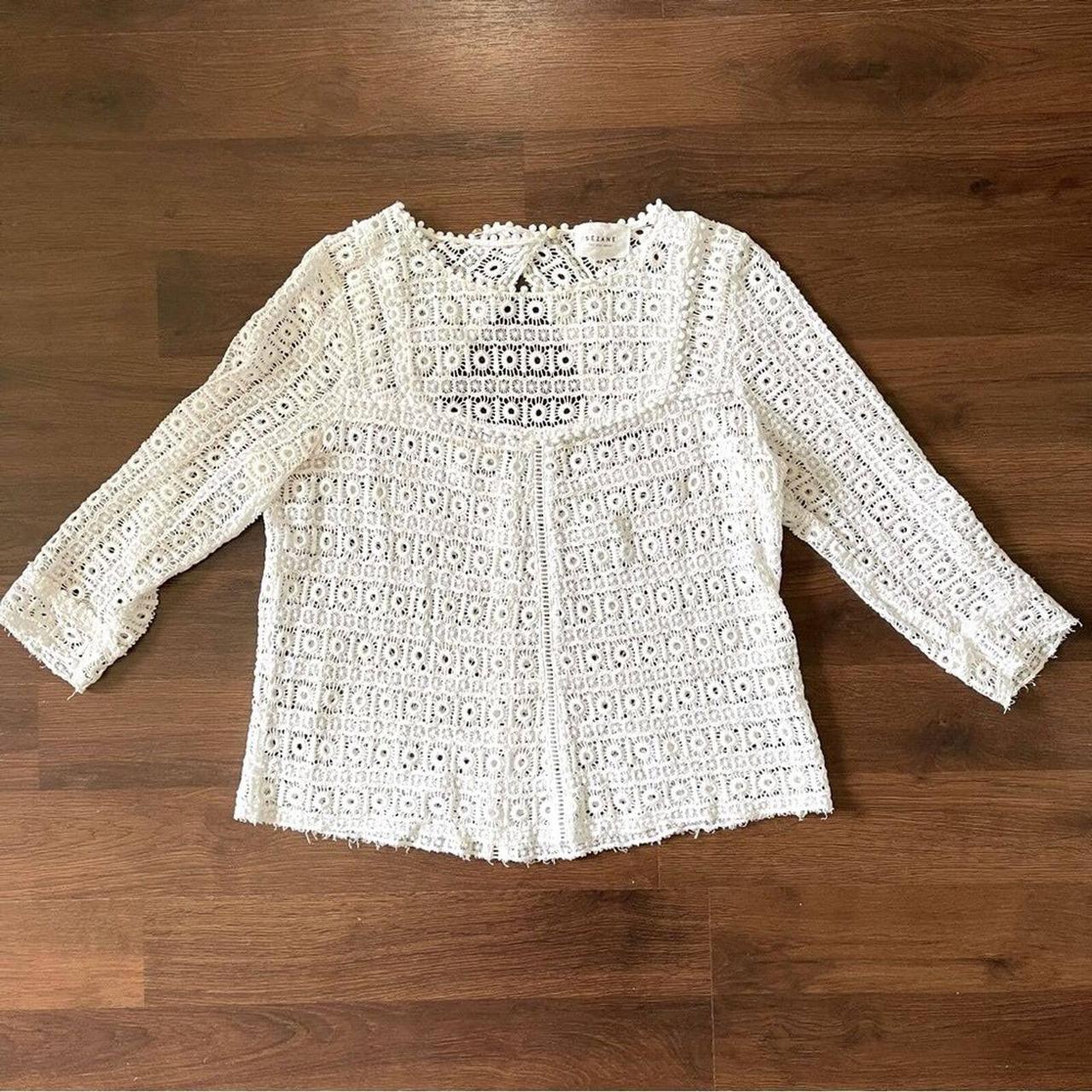 Sezane ‘Joss’ Blouse Ivory/Off White Color Size 40... - Depop