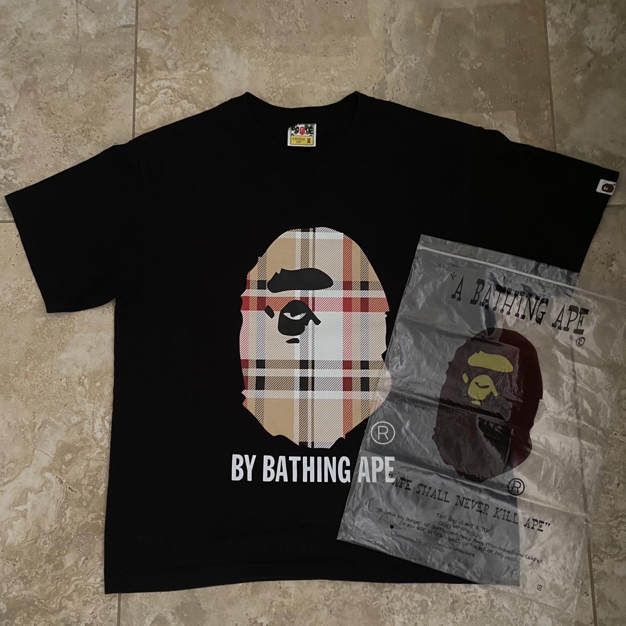 Medium Bape x Burberry Black Shirt -worn once but no... | Depop