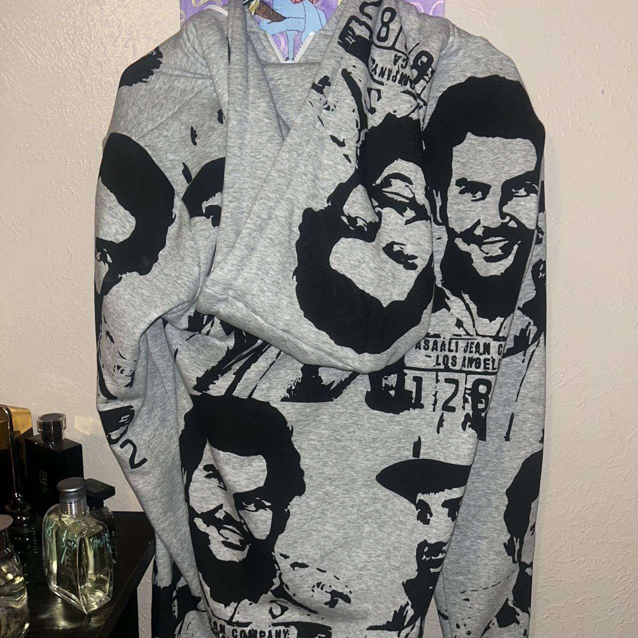 Real Assali Grey and black zip-up hoodie #streetwear... | Depop