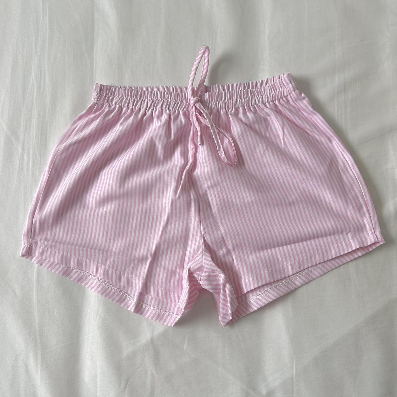 thrifted unbranded pj boxer pajama shorts brandy... - Depop