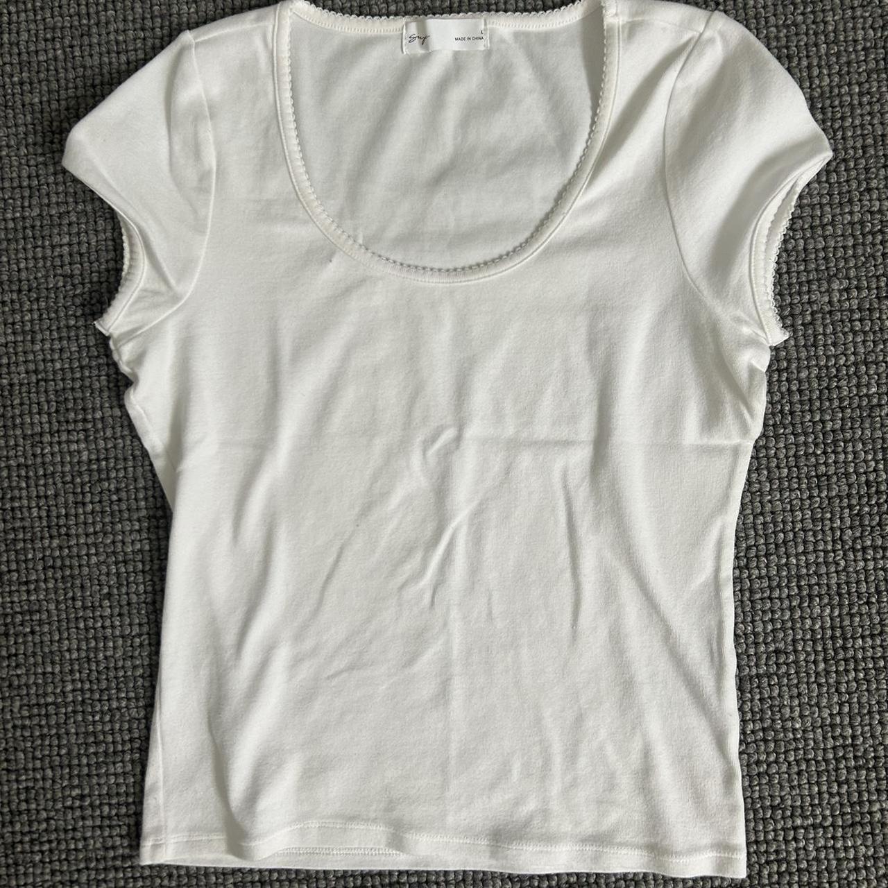 supre plain white cotton t shirt, baby tee brandy... - Depop