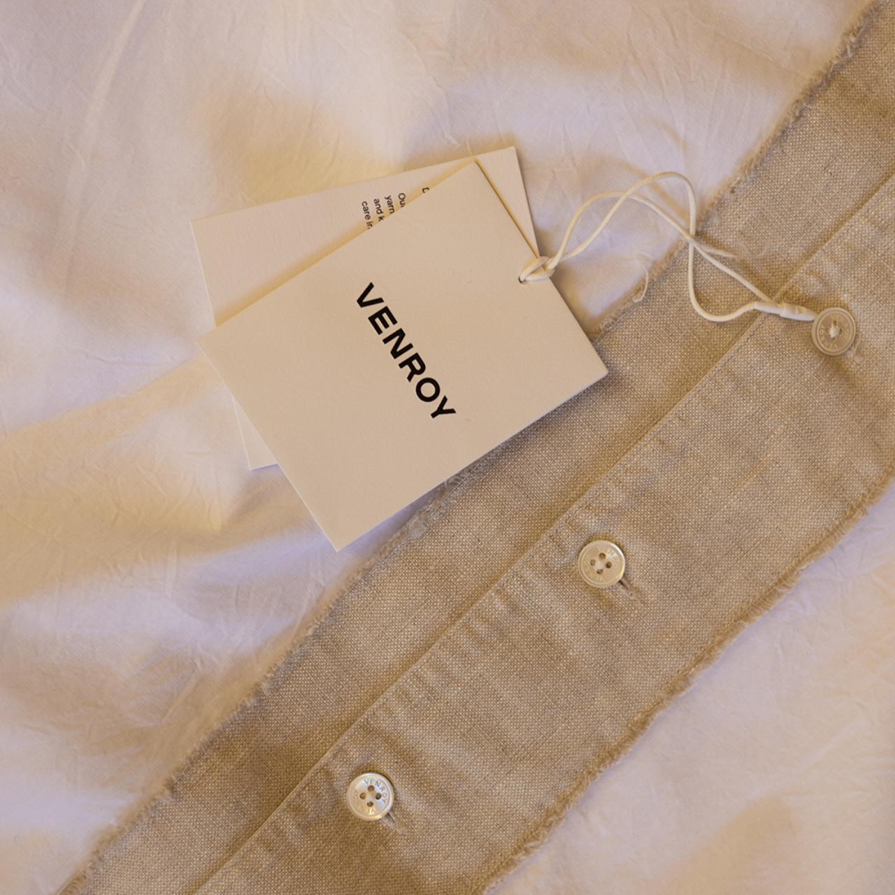 Venroy Long Sleeve Frayed Border Camp Collar... - Depop