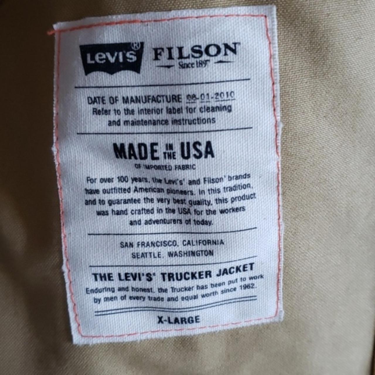 Levi × Filson Tin Oil Trucker RARE men jacket... - Depop