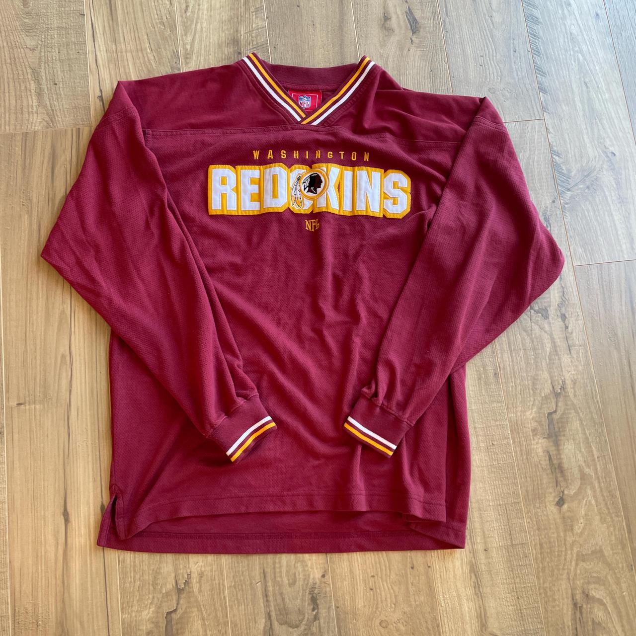 Burgundy and yellow Washington Redskins long sleeve... - Depop