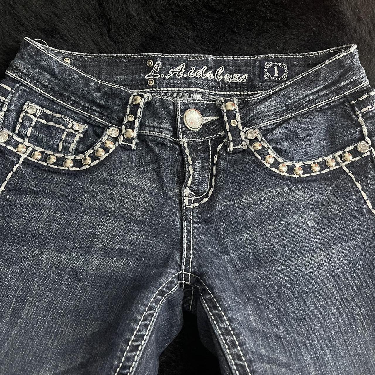 y2k grunge rhinestone bling jeans brand: LA IDOL... - Depop