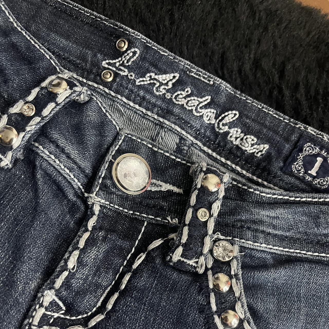 y2k grunge rhinestone bling jeans brand: LA IDOL... - Depop