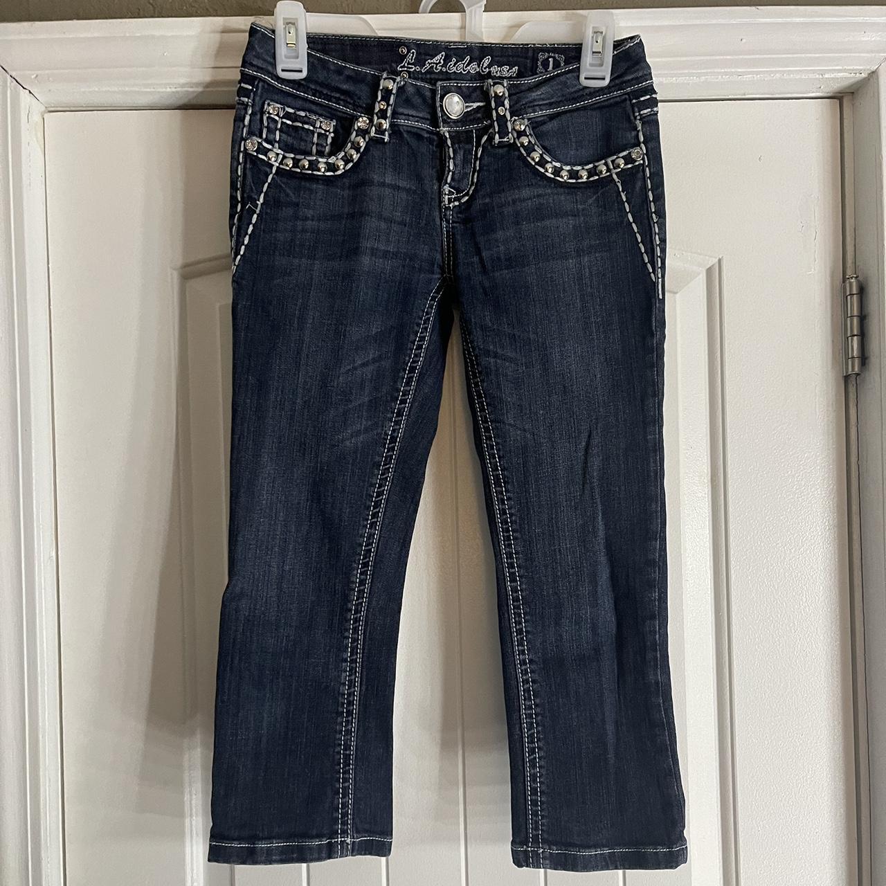 y2k grunge rhinestone bling jeans brand: LA IDOL... - Depop