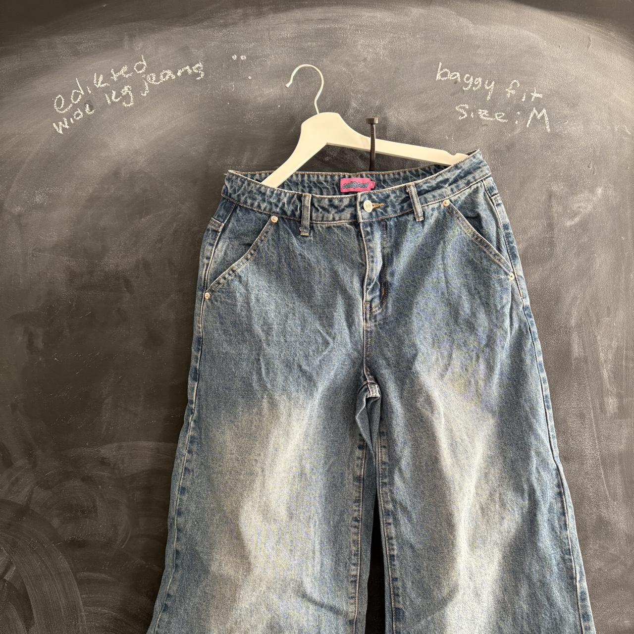 Edikted mid wash wide leg baggy jeans, size M. These... - Depop