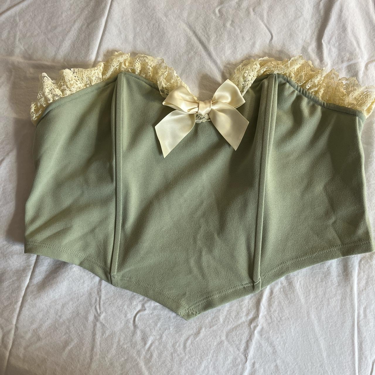 Green Strapless Top Corset - Depop