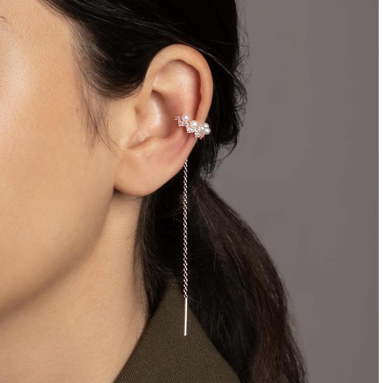 APM Monaco UP AND DOWN PEARL AND CHAIN EAR CUFFS in... | Depop