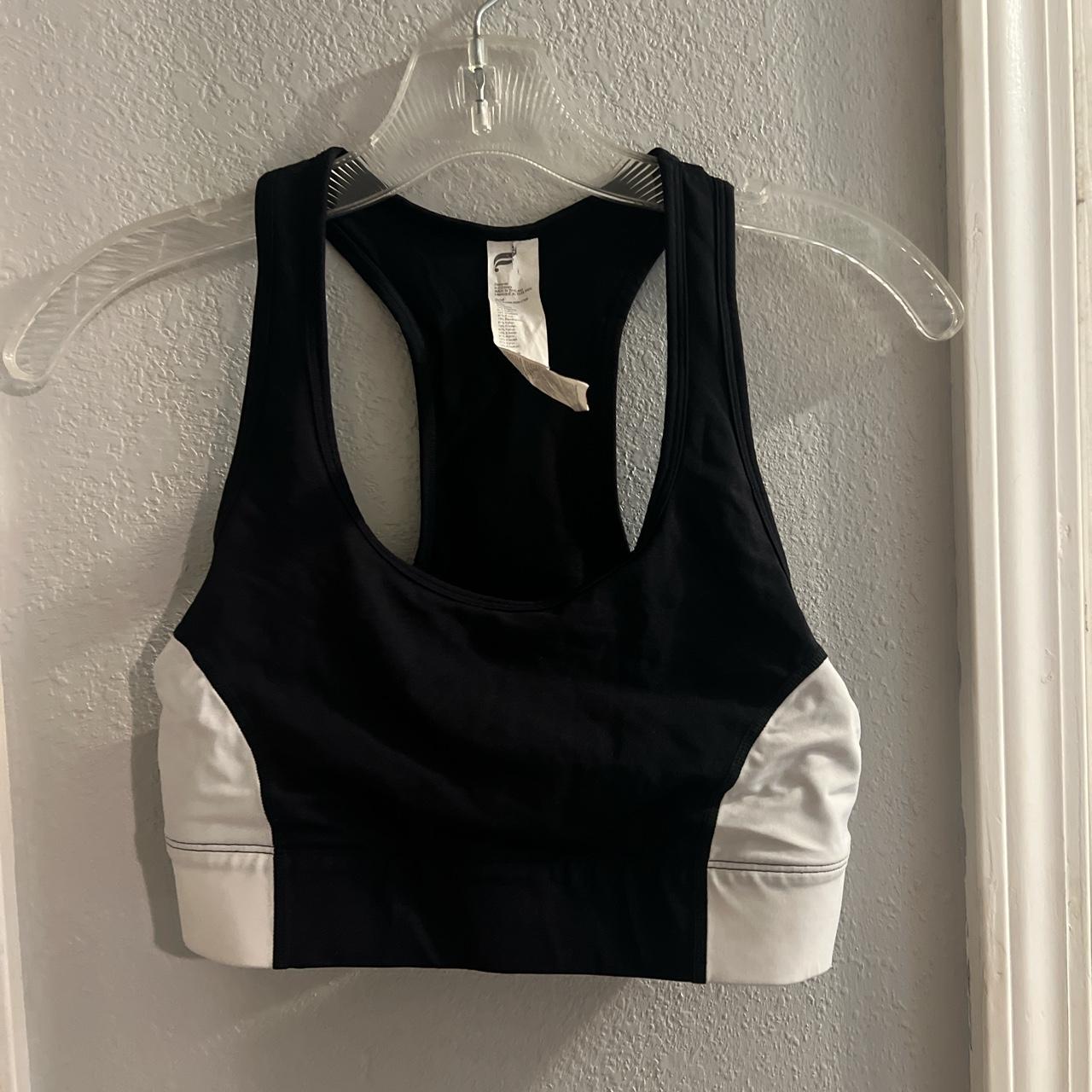 small white and black fabletics sports bra - Depop