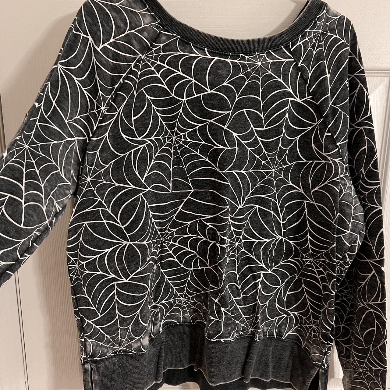 Black and white spider web sweater #goth #grunge... - Depop