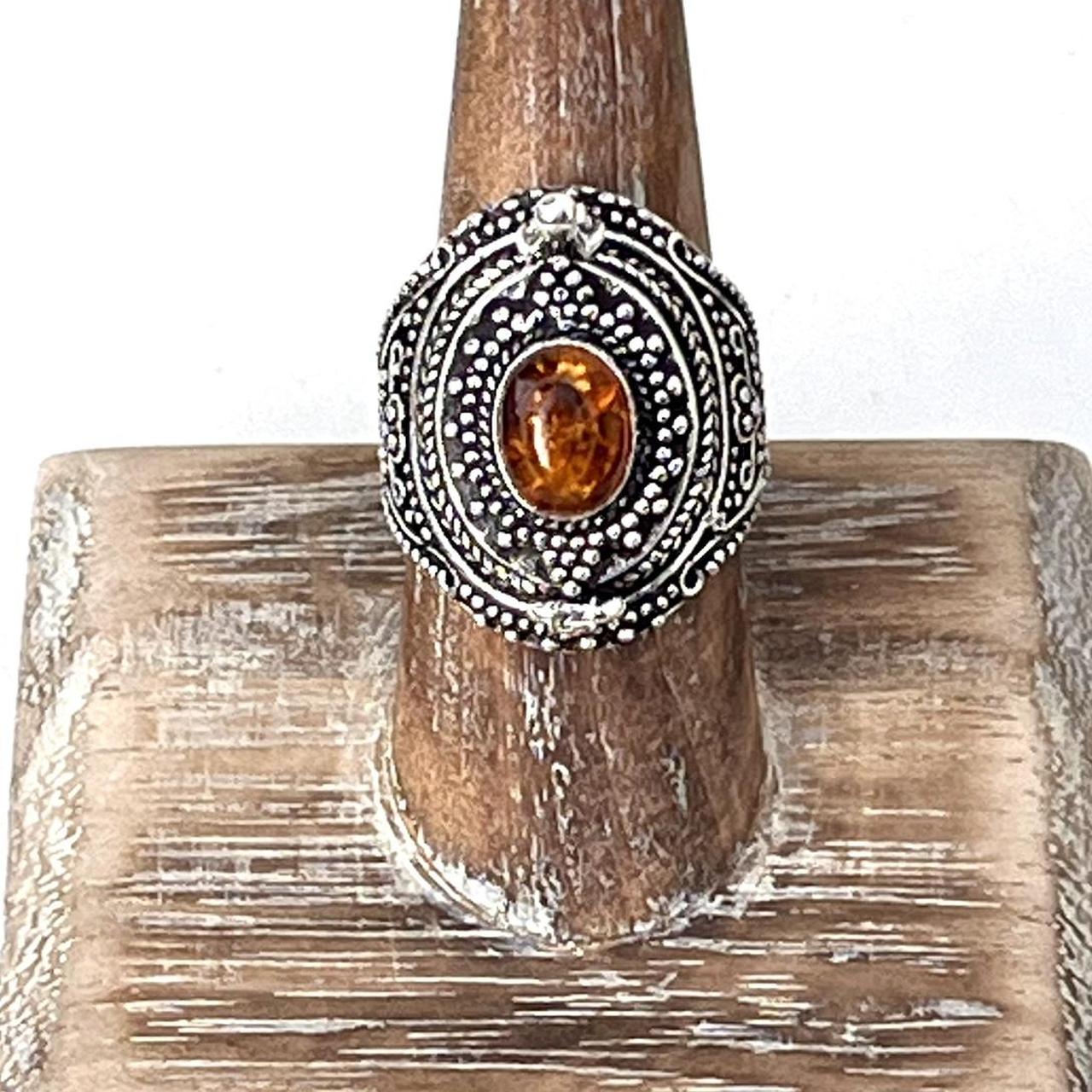 Baltic Amber Sterling Silver Poison Pill Locket Ring... - Depop