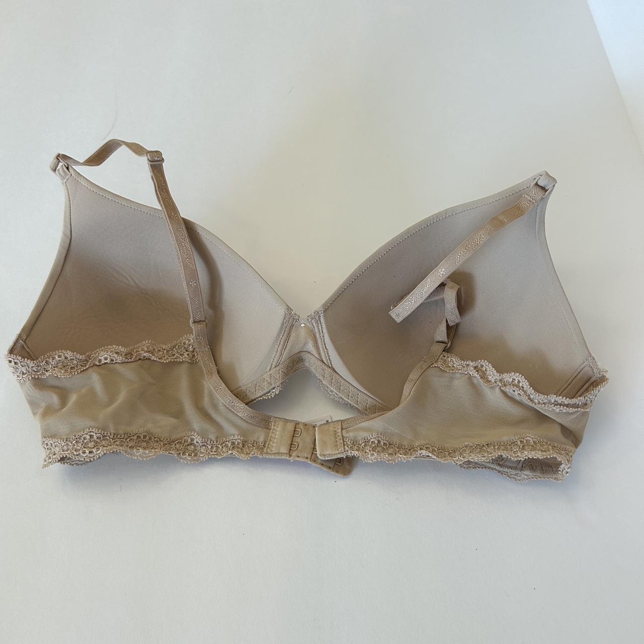 Victorias Secret Angels Bra Tan Wireless 34C lace... - Depop