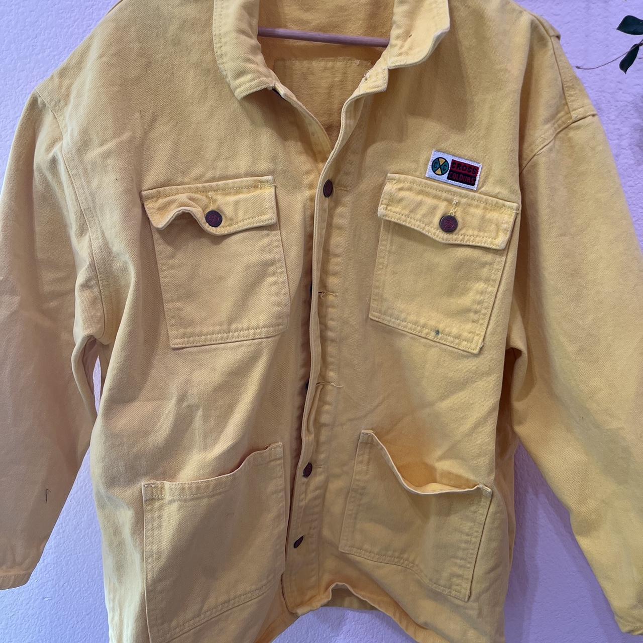 Cross Colors Ya Dig Yellow Jean Jacket in 1x - Depop