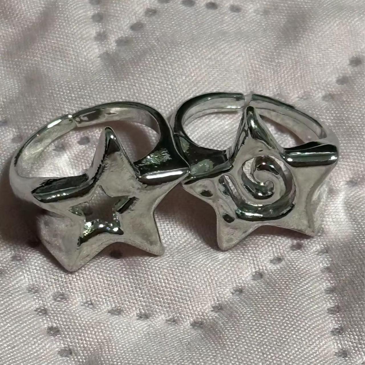 Set of two! Star sliver ring - Y2k rings - Unisex... | Depop
