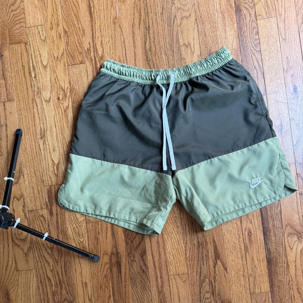 L, green color blocked Nike shorts, 7” inseam. | Depop