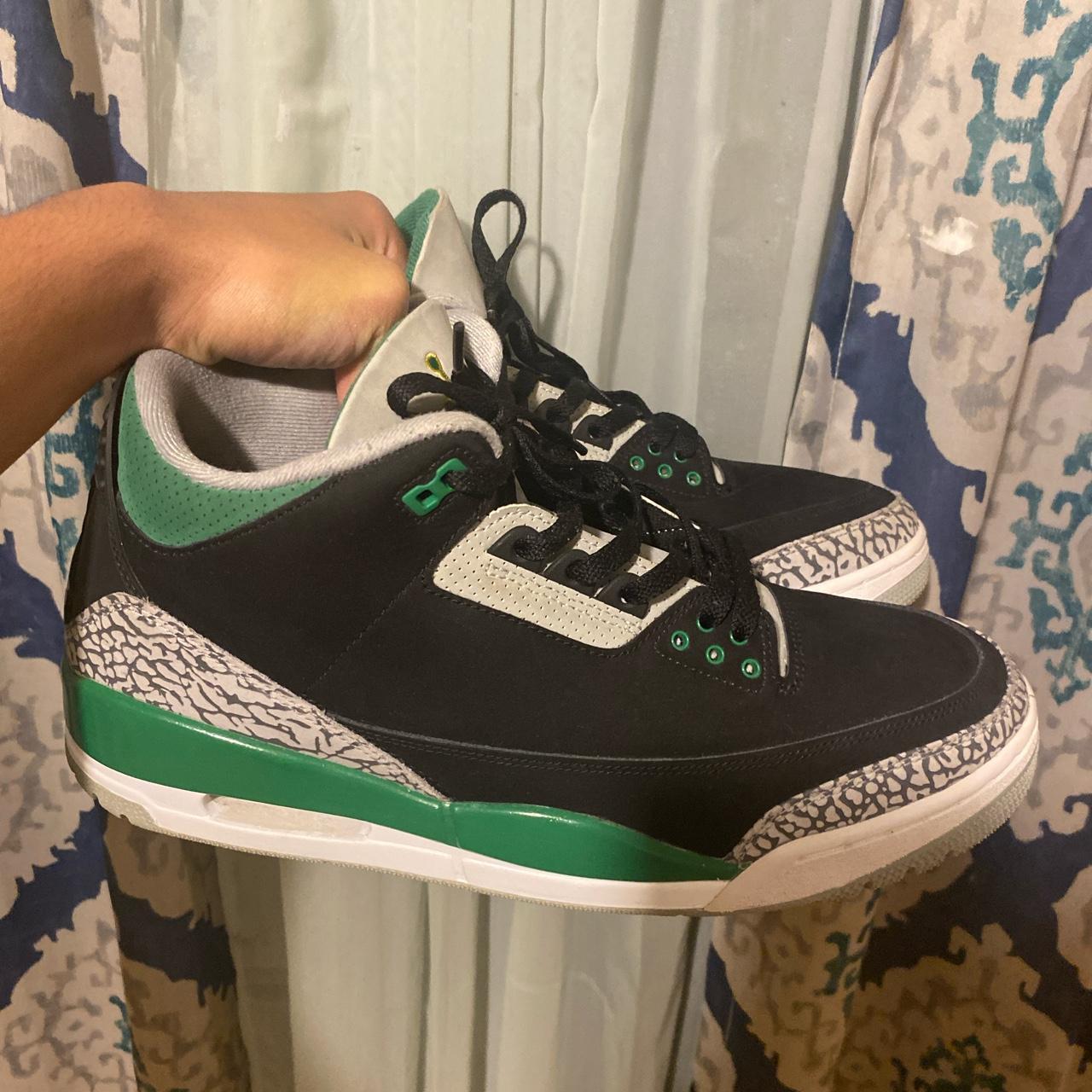 Jordan 3s pine green size 12, comfortable and used a... - Depop
