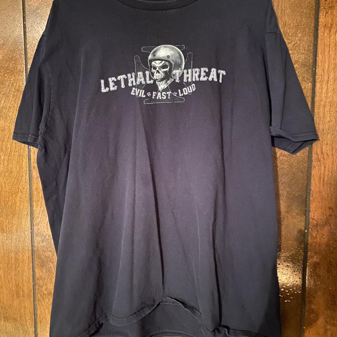 Black skull t-shirt with back and front graphic - Depop