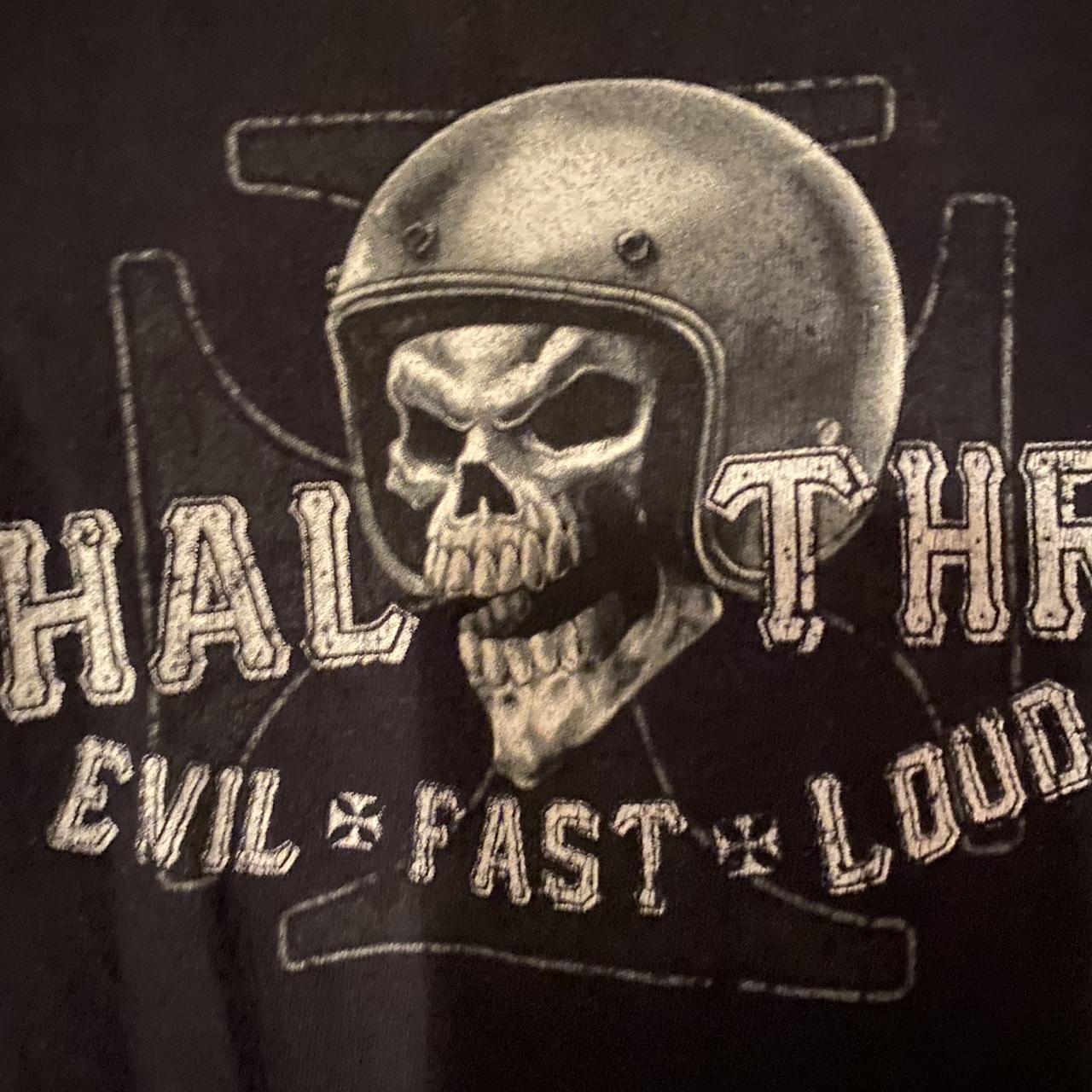 Black skull t-shirt with back and front graphic - Depop