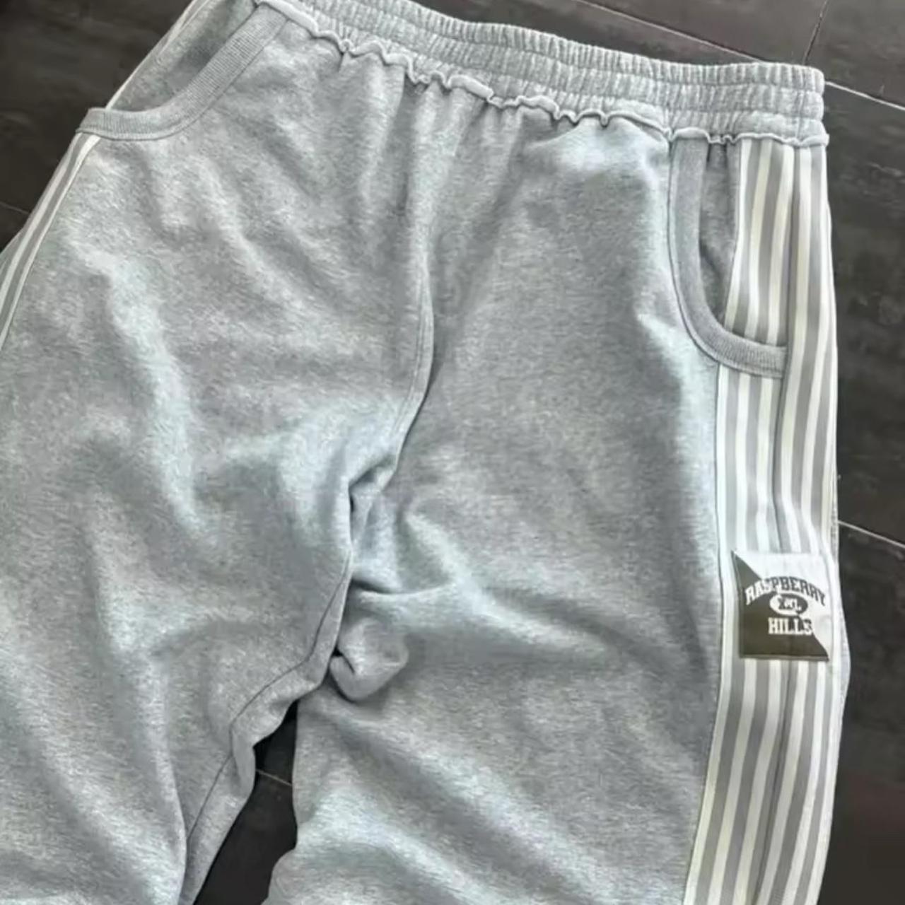 Grey and white Raspberry Hills Jogger Sweats Love... | Depop