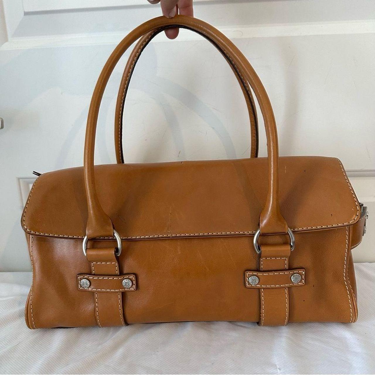 MICHAEL KORS Peninsula Acorn Tan Barrel Bag Flap... - Depop