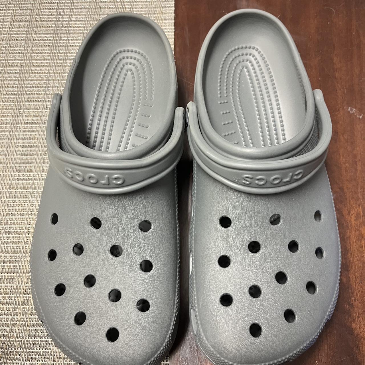 Size 11 Grey crocs Worn once - Depop