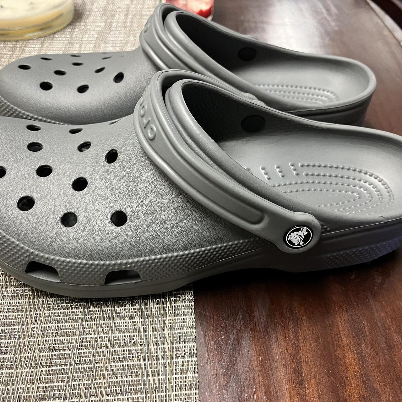 Size 11 Grey crocs Worn once - Depop
