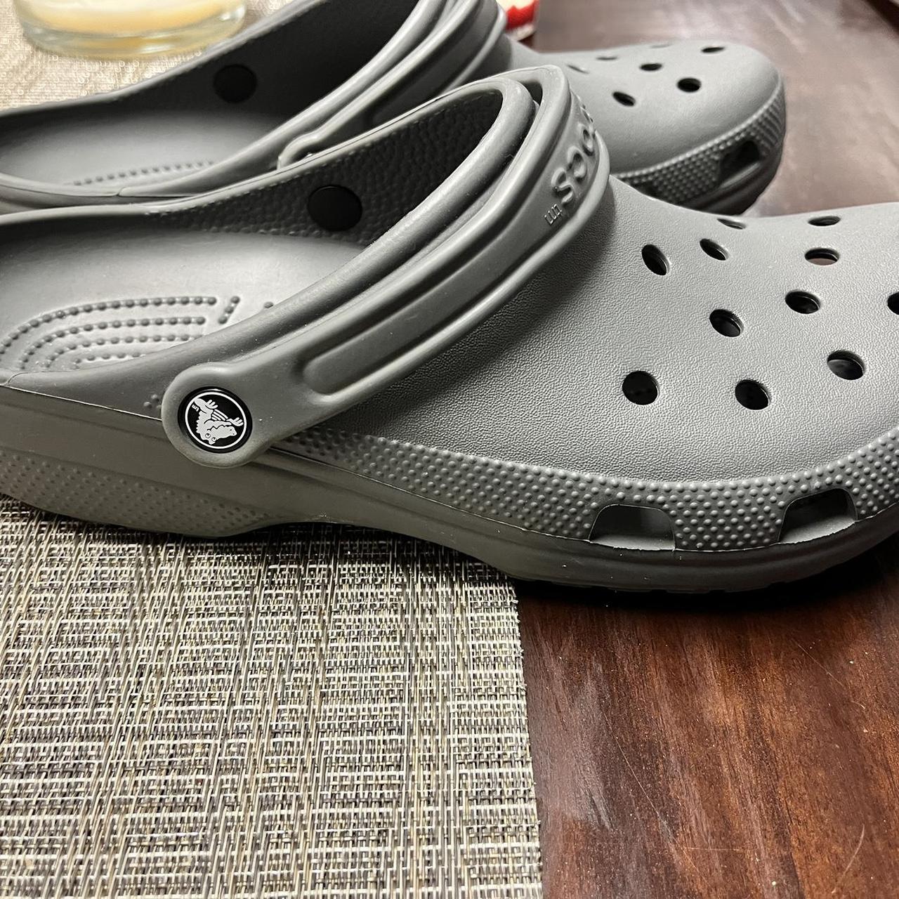 Size 11 Grey crocs Worn once - Depop