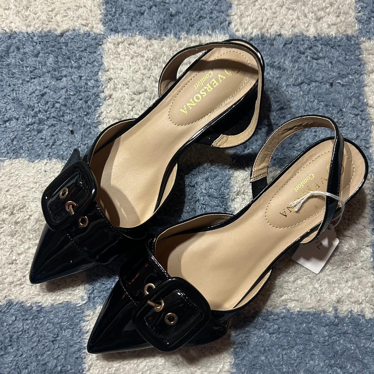 Black Buckle mini heels sz 8.5 in perfect... - Depop