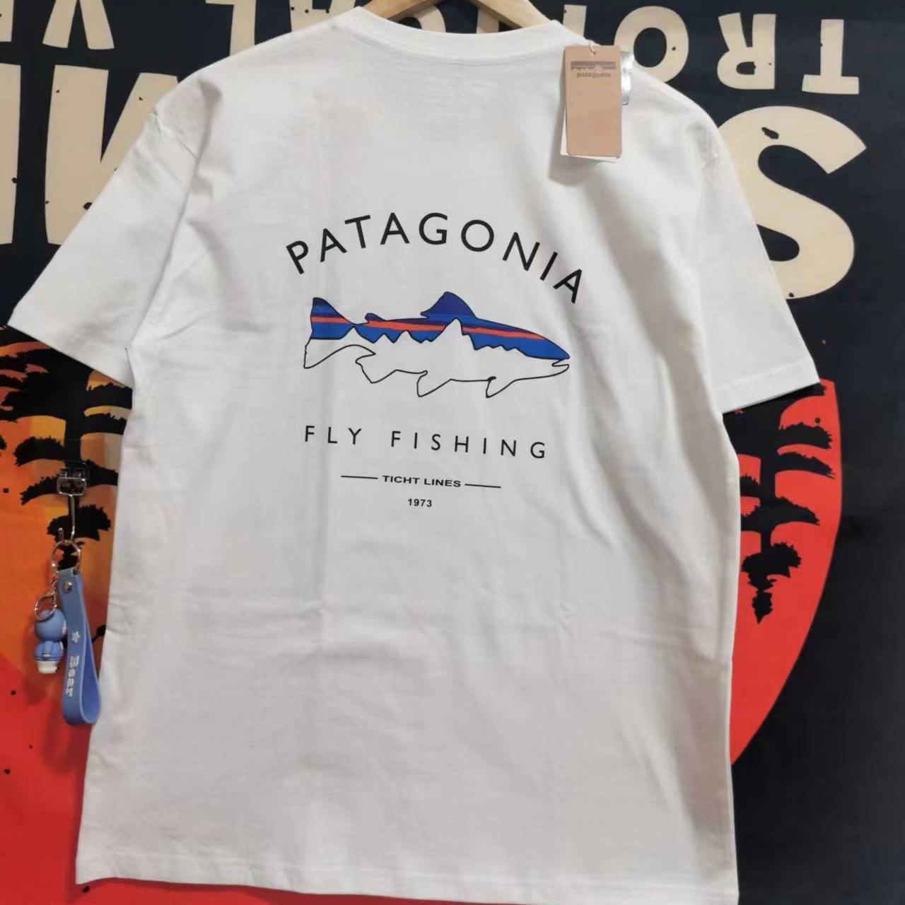 Patagonia Classic Flying Fish Print T-shirt White... - Depop