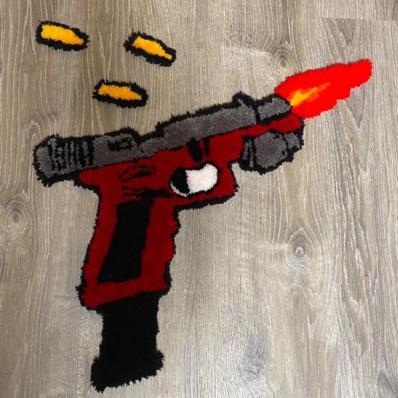 Pistol and bullets rug 1:1 made by me @extortionrugs... | Depop