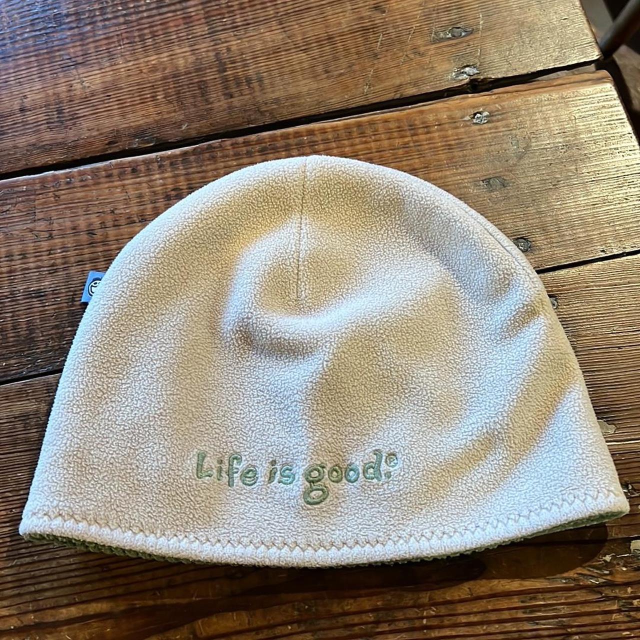Life is good winter hat size small, reversible cream... - Depop