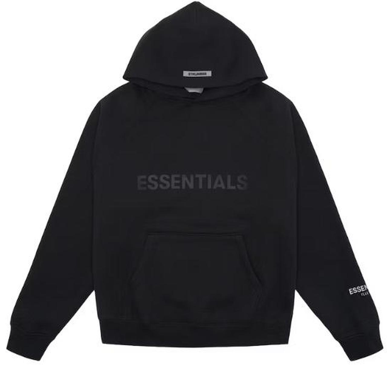 black essential hoodie and it is in great condition... - Depop