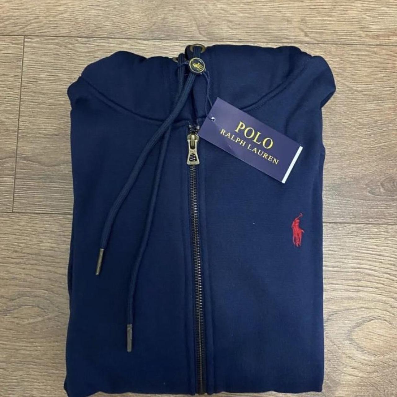 navy Ralph Lauren zip up hoodie - Depop