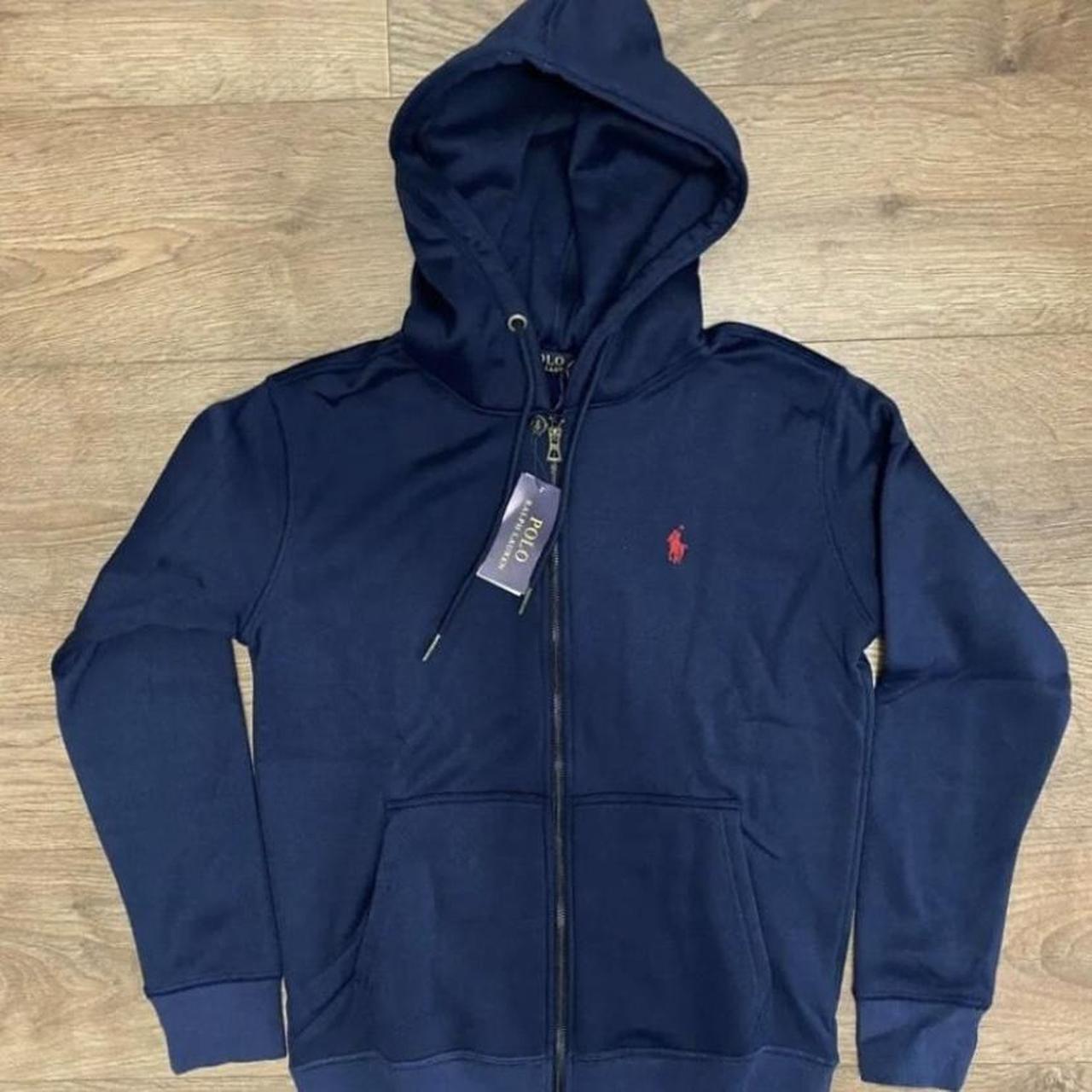 navy Ralph Lauren zip up hoodie - Depop