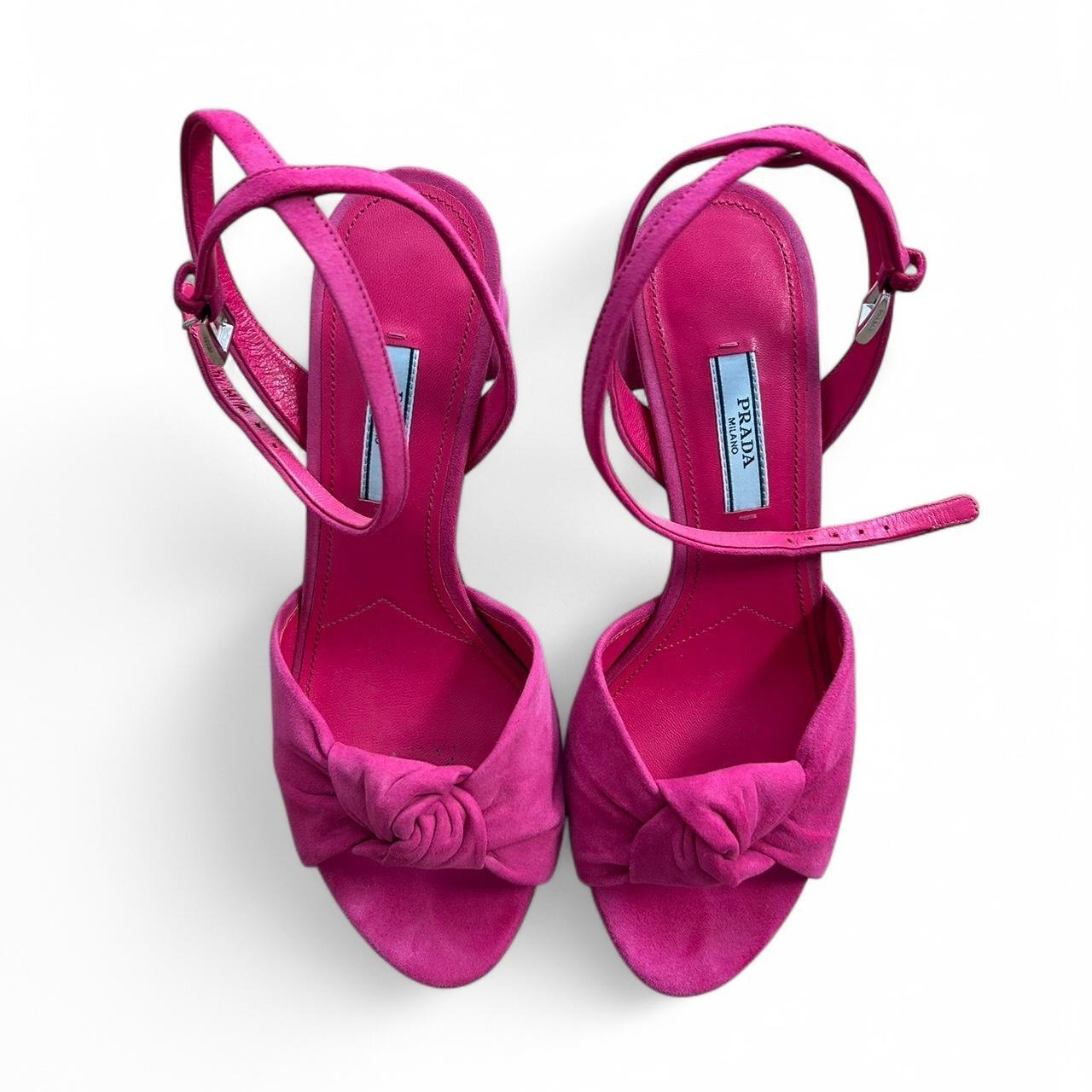 Prada block heels #prada #pradaheels #pinkheels... | Depop