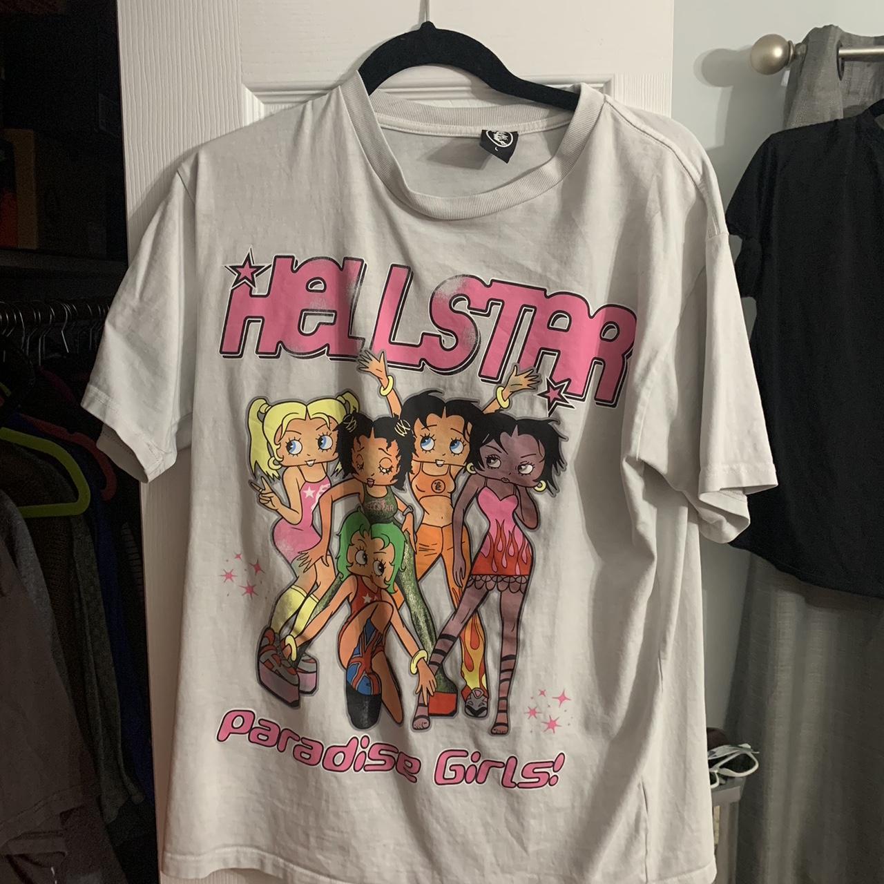 White Hellstar Paradise Girls graphic tee #Hellstar... | Depop