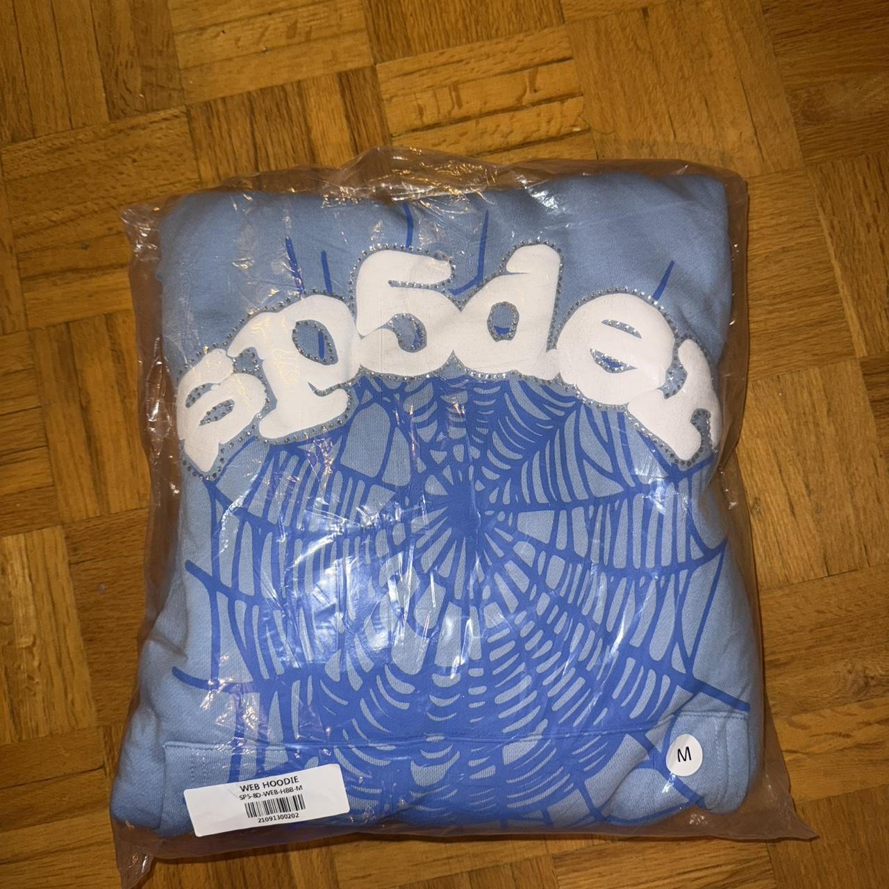 Light Blue Sp5der hoodie - Size Medium Price Is... | Depop