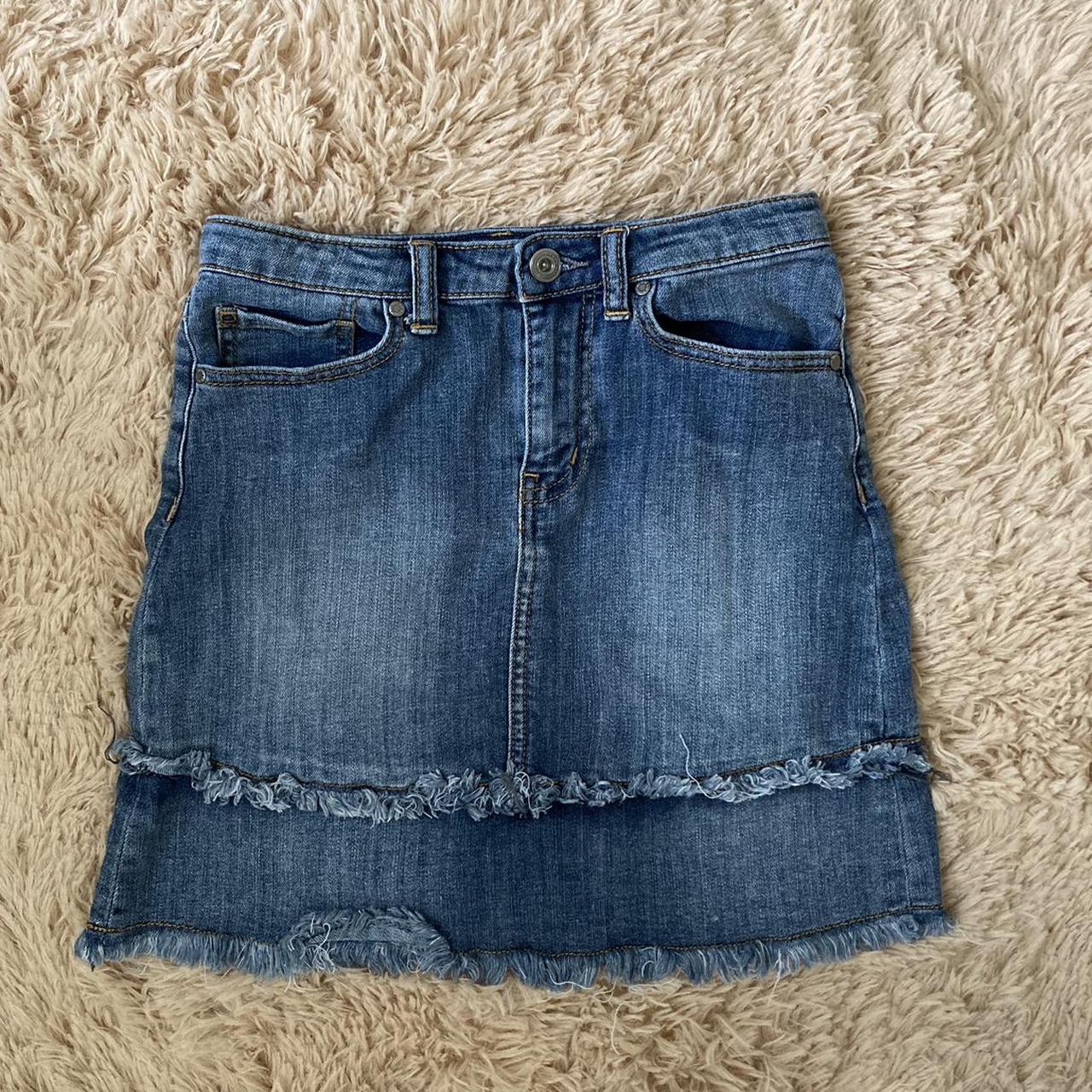 super cute ruffled denim skirt - perfect length and... - Depop