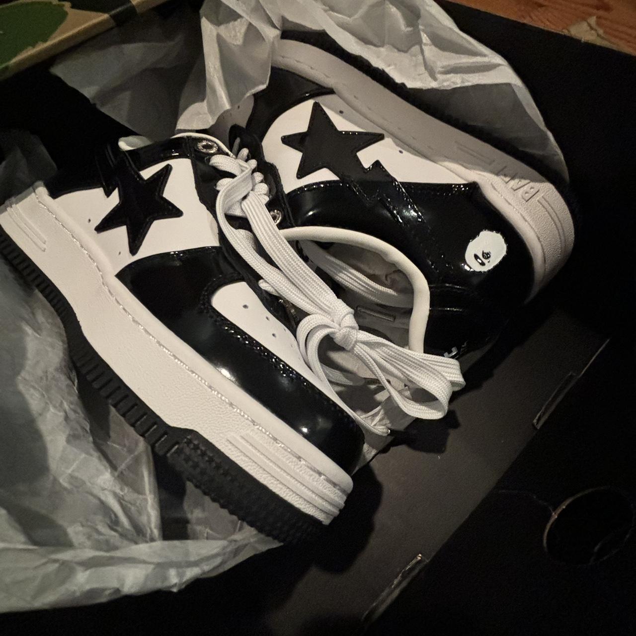 Size 6.5 Bapestas black and white patent brand... - Depop