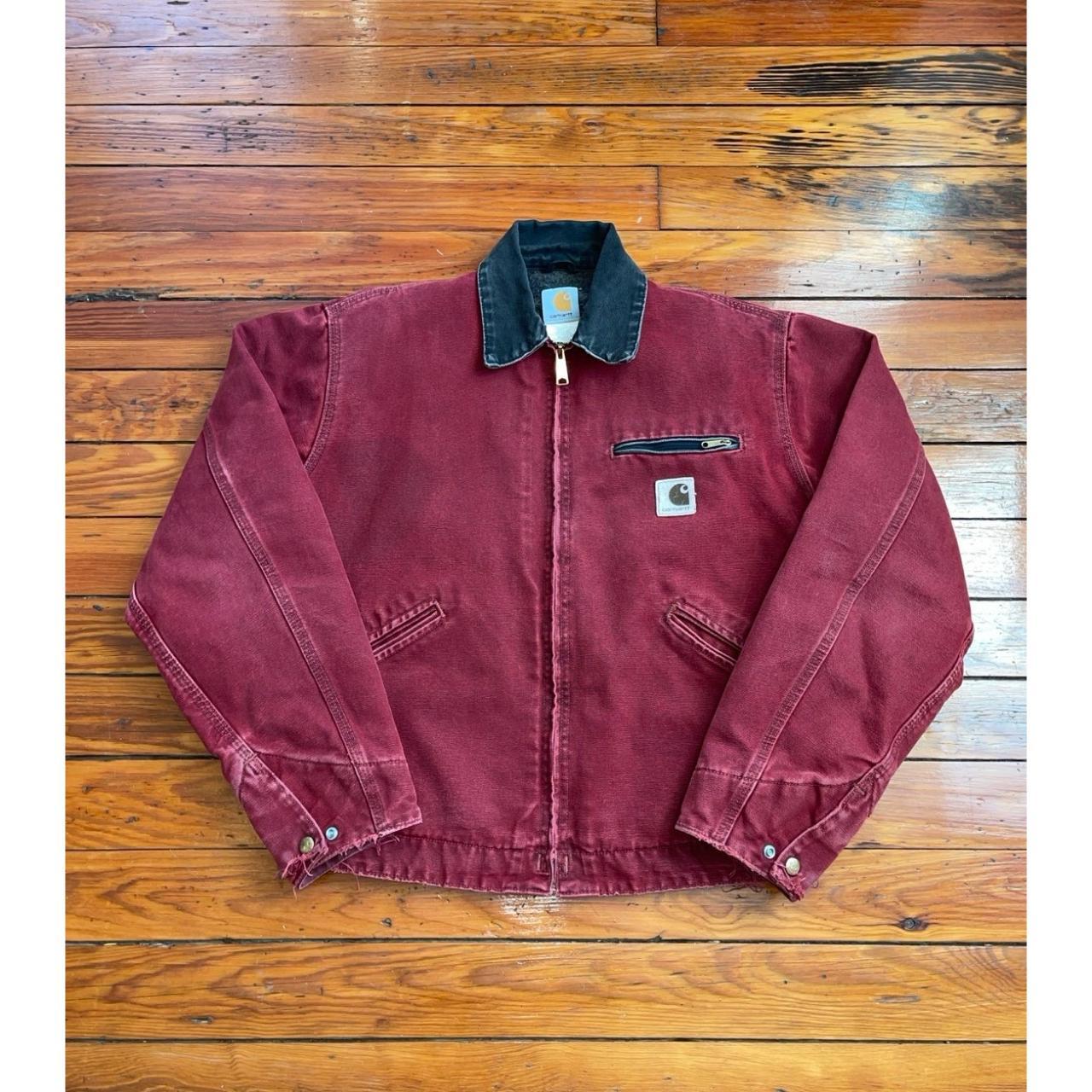 RARE Vintage Carhartt Detroit J97 CRI Crimson Red... - Depop